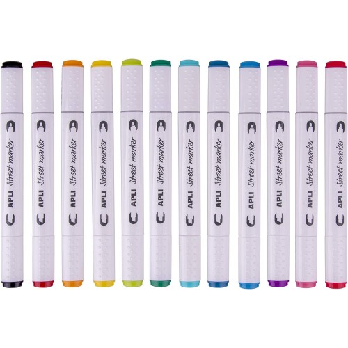 Set de 12 feutres double-pointes à alcool - Apli - Creastore