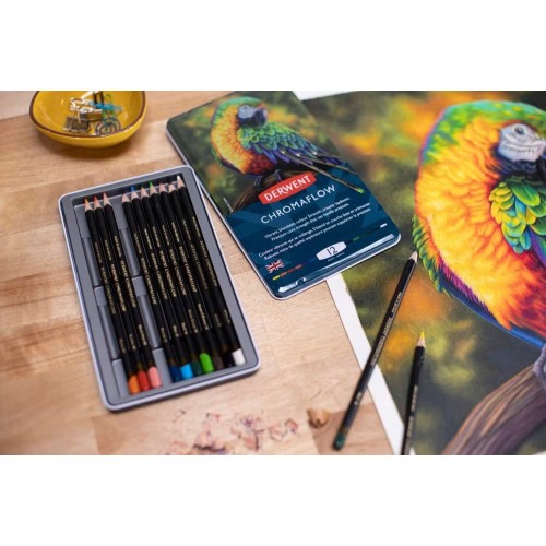 Boîte de 12 crayons Chromaflow - Derwent - Creastore Boîte de 12 crayons Chromaflow - Derwent - Creastore